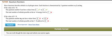Solved Tutor Quantum Numbers Wave Functions Describe