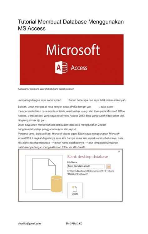 Tutorial Membuat Database Menggunakan Ms Access Doc