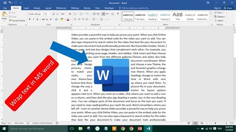 How To Wrap Text In Ms Wordhow To Use Wrap Text Option In Ms Wordms Word Youtube