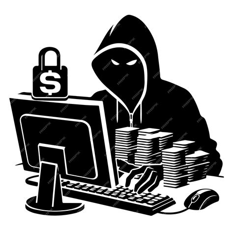 Hacker De Computadora Con Icono De Portátil Ilustración Del Vector De Silueta Vector Premium