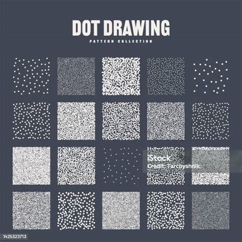 Objets Pointillés De Forme Carrée Éléments Pointillés Stippling Dessin