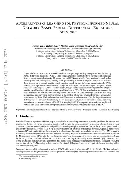 Pdf Auxiliary Tasks Learning For Physics Informed Neural Network