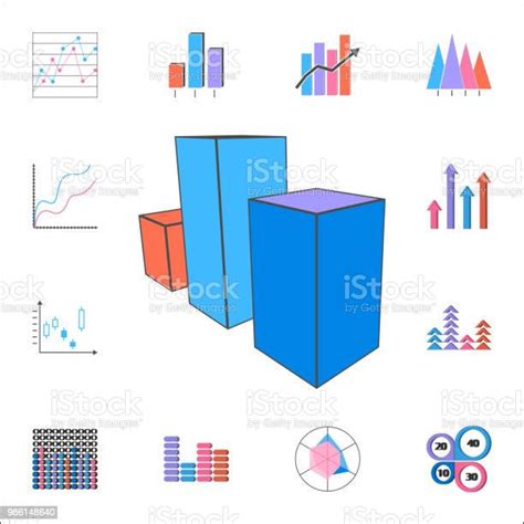 3 차원 가로 막대형 차트 아이콘입니다 차트 및 Diagramms 아이콘의 자세한 설정 합니다 프리미엄 품질 그래픽 디자인 부호입니다 웹사이트 웹 디자인 모바일 응용