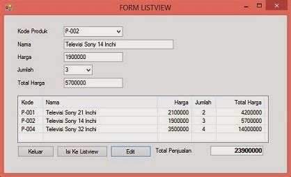 Program Visual Basic Net Mengedit Data Yang Di Listview Technology Computer