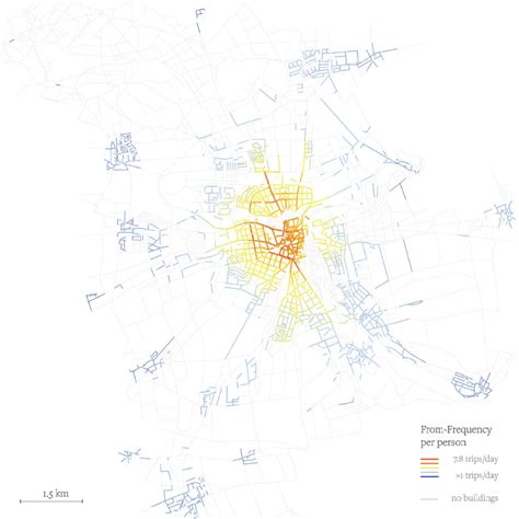 Spatial Distribution Of Total Pedestrian From Frequency Per Person And