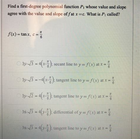 Solved Find A First Degree Polynomial Function P1 Whose