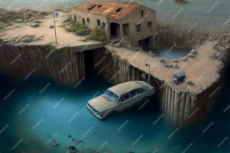 Premium Ai Image Flooding In The Residental Area After Hurricane Storm Accident Neural Network