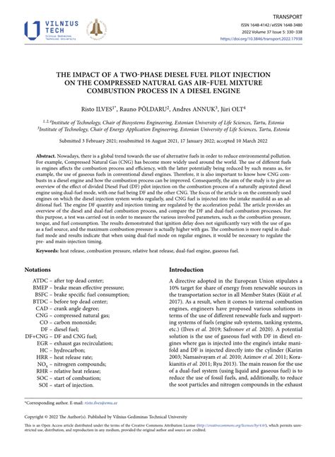 Pdf The Impact Of A Two Phase Diesel Fuel Pilot Injection On The