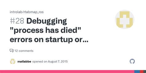 Debugging Process Has Died Errors On Startup Or Segmentation Fault · Issue 28 · Introlab