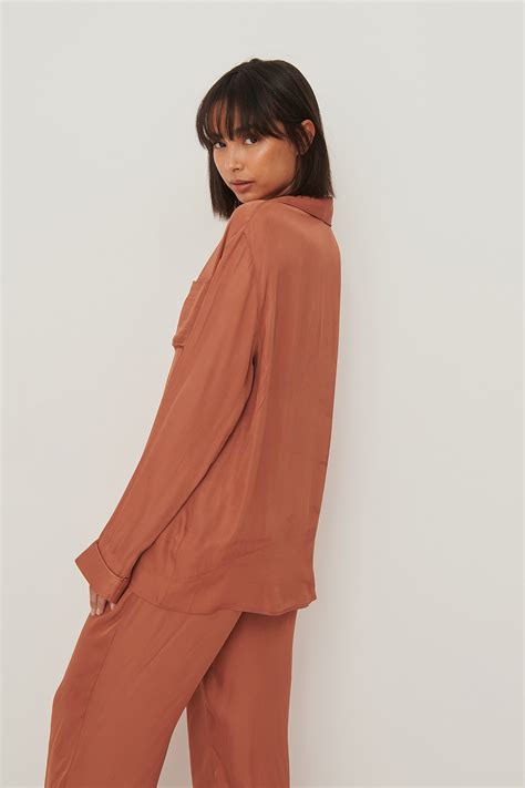 Satin Loungewear Shirt Orange Na Kd