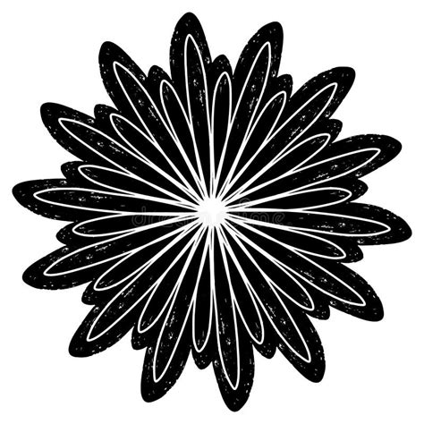 Abstract Black Spiral Design With Grunge Linocut Style Texture Stock