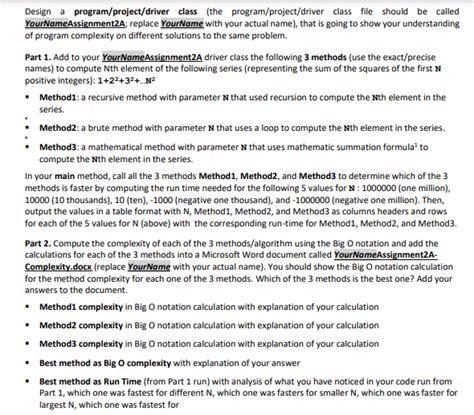 Assignment 2a Design A Programprojectdriver Class