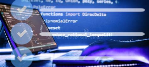 Abstract Software Development Concept With Code And Laptop On Blurred Background Representing