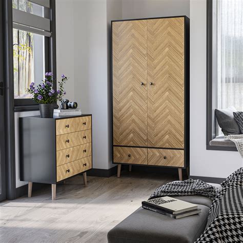 Homcom Commode En Bois Meuble De Rangement Avec 5 Tiroirs Chiffonnier Moderne Idéale Pour