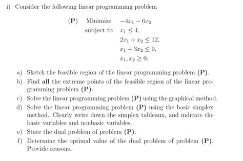 Solved Consider The Following Linear Programming Problem