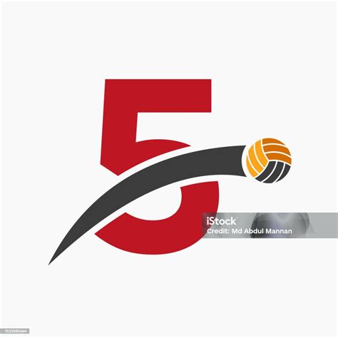 움직이는 배구 공 아이콘이 있는 편지 5의 배구 엠블럼 배구 공 기호 Championship에 대한 스톡 벡터 아트 및 기타 이미지 Championship 건강한 생활