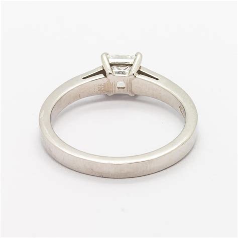 Solitaire Princess Cut Diamond And Platinum Ring 071 Carat For Sale