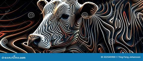 Spectral Form Of A Cow Its Visage Stunningly Manifested Through Intricate Flowing Patterns