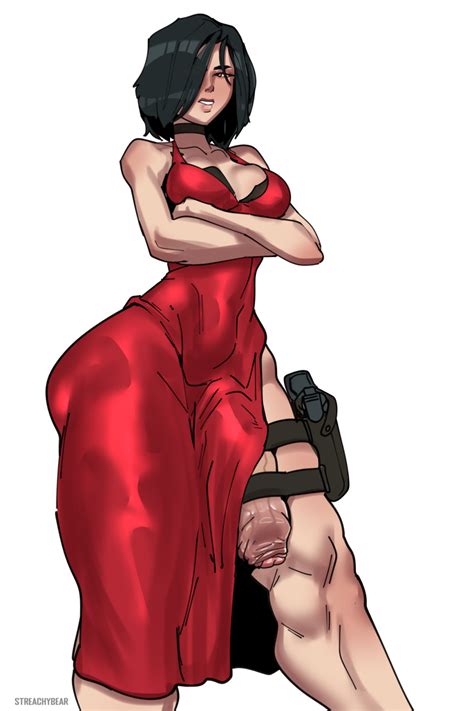 Rule 34 1futa Ada Wong Big Penis Black Hair Choker Dress Firearm Flaccid Futa Only Futanari