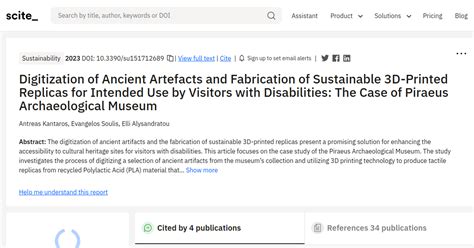 Citation Report Digitization Of Ancient Artefacts And Fabrication Of