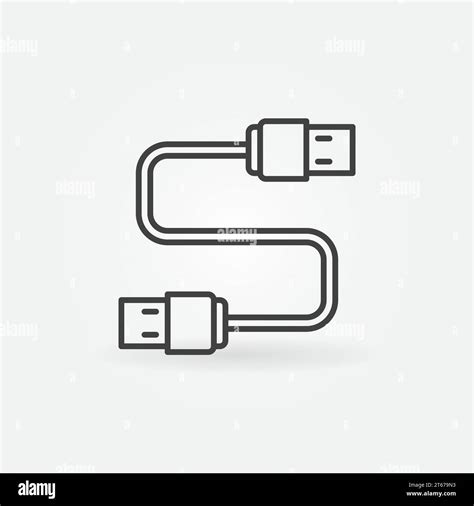 USB Cable Line Icon Vector Minimal Usb Plug Concept Symbol Or Logo Element In Thin Line Style