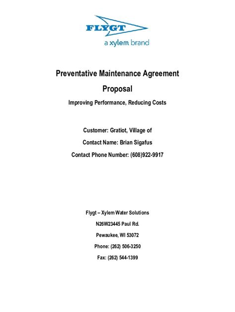 Fillable Online Preventative Maintenance Agreement Proposal Fax Email Print Pdffiller