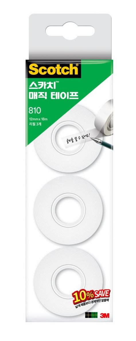 스카치™ 매직 테이프 리필 세이빙팩 10 810 1인치용 12 Mm X 18 M 3롤 48팩박스 기획제품 3m