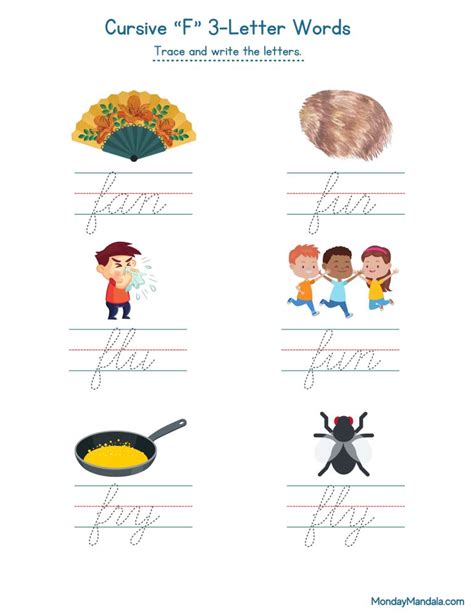 Cursive F Worksheets Free Letter Writing Printables