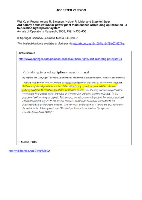 Pdf Ant Colony Optimisation Applied To Water Distribution System
