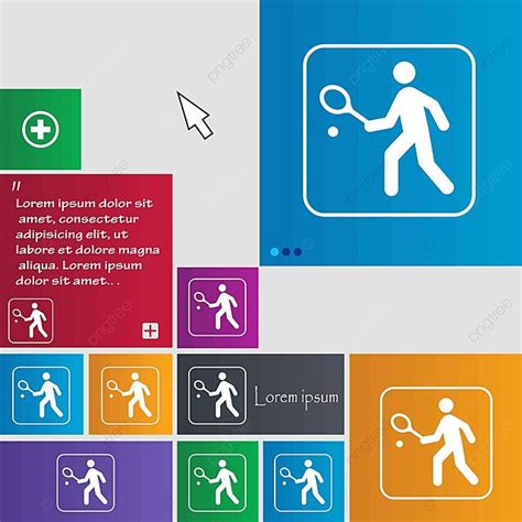Vectorized Tennis Player Icon Symbolizing Modern Website Interface Buttons With Cursor Pointer