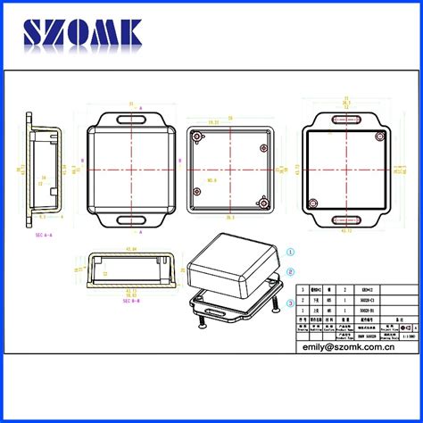 Pcb Ak W 44 51x51x20mm를위한 Szomk 전자 울안 벽 설치 아 Bs 플라스틱 상자 주거