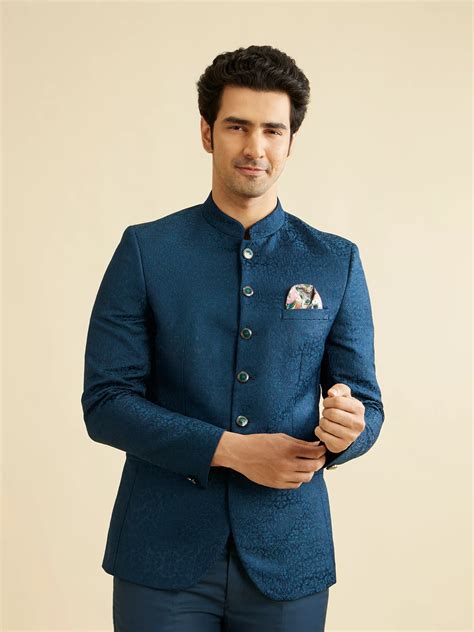 Buy Teal Blue Jodhpuri Suit With Imperial Patterns Online In India