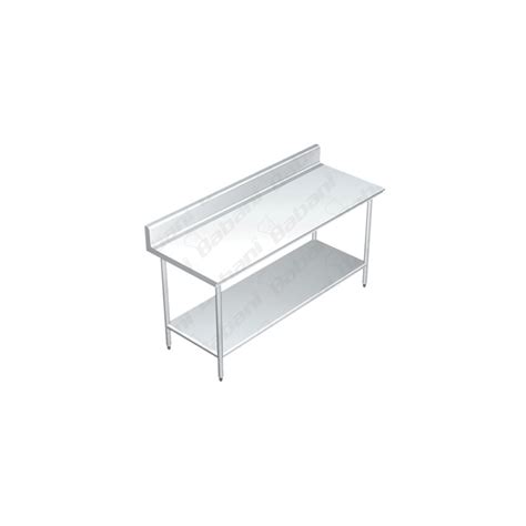 Mesa De Tajo Con Lambrín Con Entrepaño 150 X 070 X 090 Acero