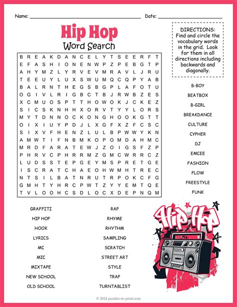 Hip Hop Word Search