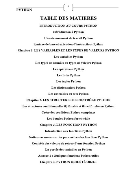 Python Pdf Programmation Informatique Python Langage De Programmation