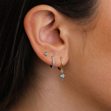 Aquamarine Cut Flat Back Earrings March Birthstone Eyrful Eyrful