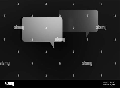 Two Rectangular Speech Bubbles In Monochrome Color Scheme 3d Rendering Digital Illustration Of