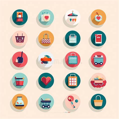 Set Of Flat Design Icons For Web And Mobile Applications In Different Colors Stock Illustration