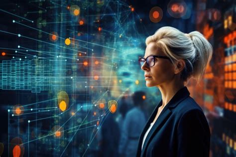 Tech Analyst Study Cyber Data Chart From Corporate System Premium Ai