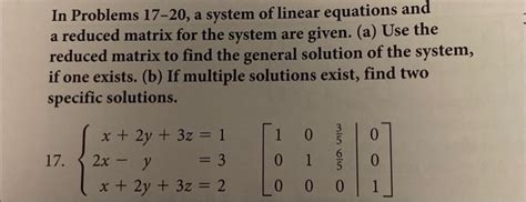 Solved In Problems A System Of Linear Equations And A Chegg