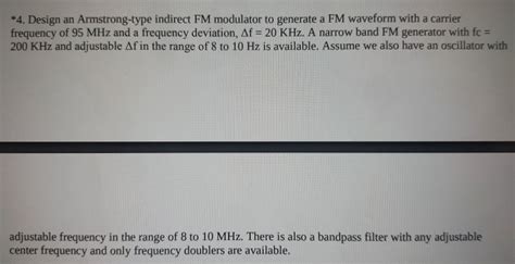 4 Design An Armstrong Type Indirect Fm Modulator To