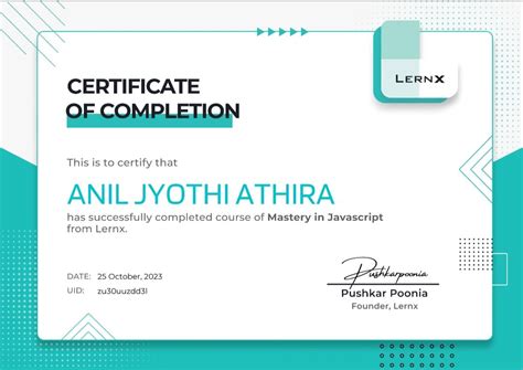 Aj Athira On Linkedin Javascript Lernx Certificateofcompletion