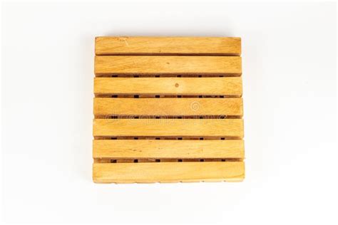 Wooden Trivet On A White Background Top View Stock Image Image Of