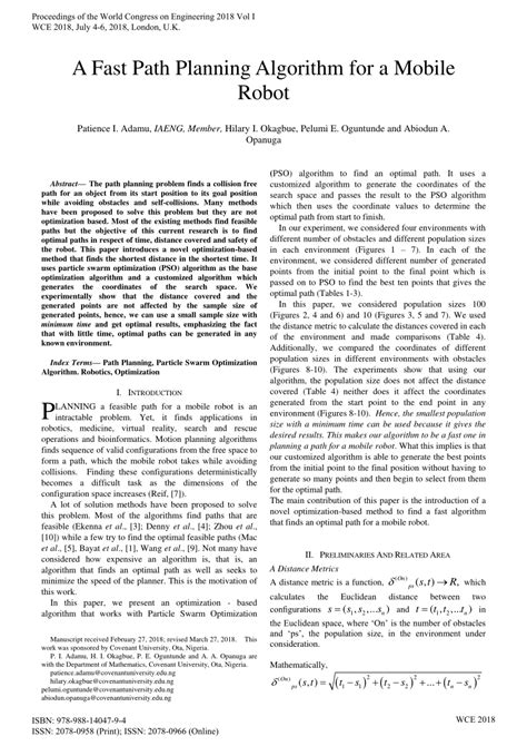 Pdf A Fast Path Planning Algorithm For A Mobile Robot