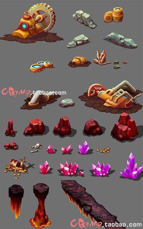 游戏美术资源q版手游日韩动作rpg 场景素材ui界面图标特效音效png 淘宝网 花瓣网
