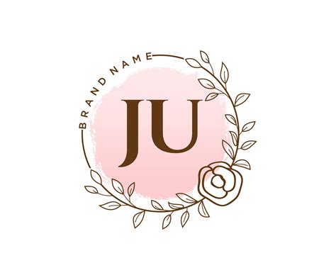 Initial Ju Feminine Logo Usable For Nature Salon Spa Cosmetic And Beauty Logos Flat Vector