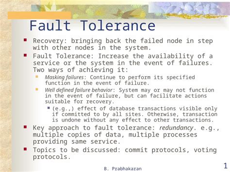 Ppt B Prabhakaran 1 Fault Tolerance Recovery Bringing Back The