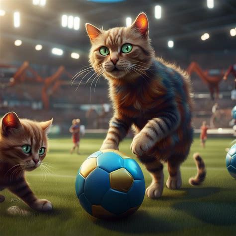 Cats Playing Soccer Ai Generated Artwork Nightcafe Creator