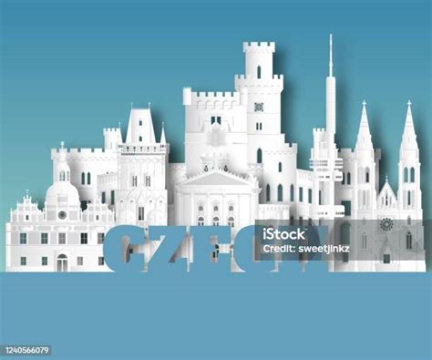 체코 랜드 마크 글로벌 여행 및 여행 종이 배경 벡터 디자인 Template는 광고 책 배너 템플릿 여행 비즈니스 또는 프리젠 테이션에 사용됩니다 기념물에 대한 스톡 벡터