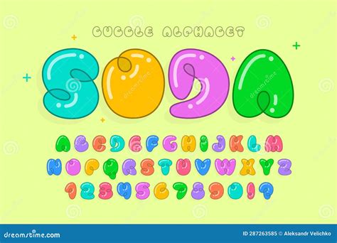 Trendy Bubble Comical Alphabet Design Colorful Typeface Stock Vector